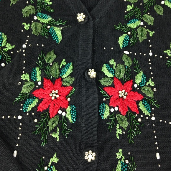 Vintage | Sweaters | Vintage Christmas Sweater Beaded Embroidered L ...